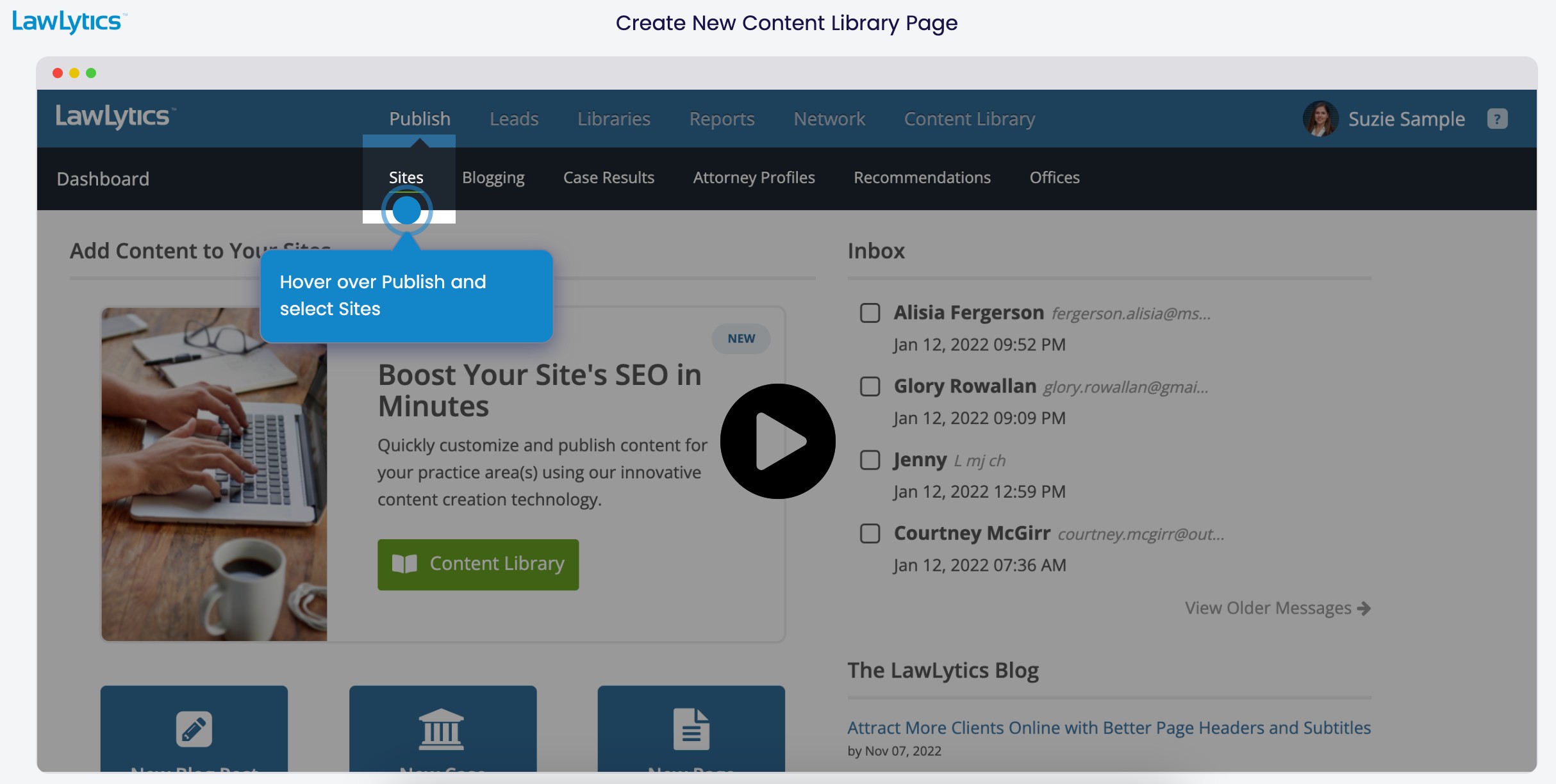 LawLytics Knowledge Base | How to Create a New Page Using a Content ...